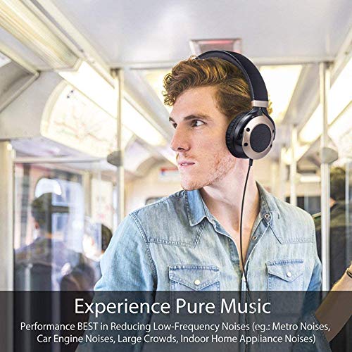 MONODEAL Active Noise Cancelling Headphones with Microphone and Airplane Adapter, Folding and Lightweight Travel Headsets, Hi-Fi Deep Bass Wired Headphones with Carrying Case