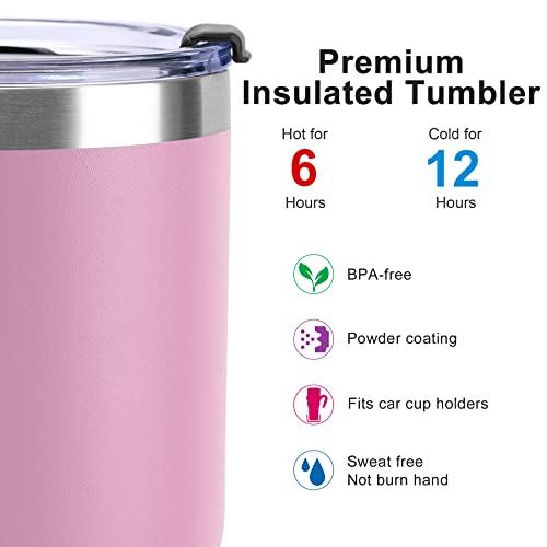 koodee 30 oz Tumbler with Lid and Straw Stainless Steel Double Wall Vacuum Insulated Travel Coffee Mug Cup with Handle, Spill Proof (30 oz Purple Pink)