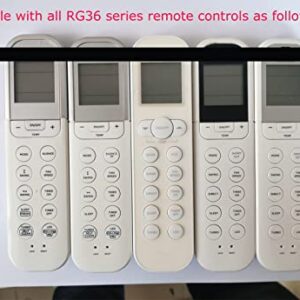 Replacement Remote Control for Midea ComfortStar FrigidaireAC Cooper&Hunter AC Air Conditioner RG36B/BGE RG36F/BGEF RG36A/BGEF-AR3 RG36B/BGCE RG36Y1/BGCEFU2 RG36F1/BGEFU1 RG36B4(B)/BGE RG36B2/BGEF