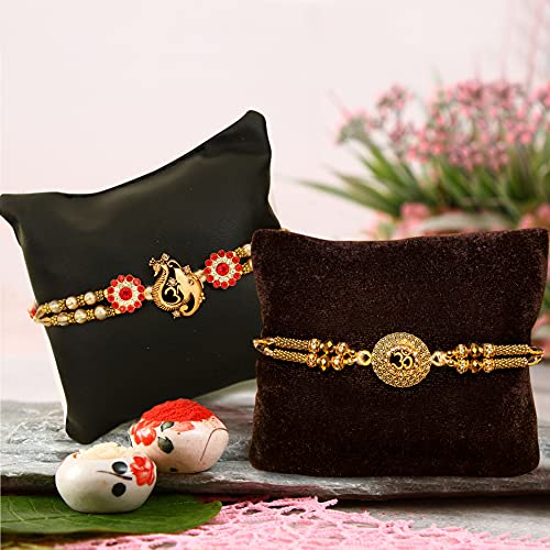 TIED RIBBONS Rakhi for Brother Set of 2 Rakhi Set | Greeting Card | Roli Chawal Packet - Raksha bandhan Rakhi Bracelet for Brother Rakhi for Bhaiya | Bro Rakhi Thread | Bhai Rakhi Gifts for Brother