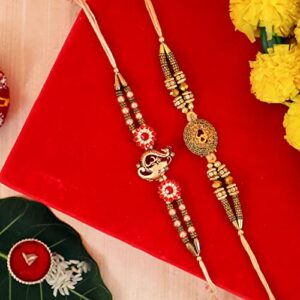 TIED RIBBONS Rakhi for Brother Set of 2 Rakhi Set | Greeting Card | Roli Chawal Packet - Raksha bandhan Rakhi Bracelet for Brother Rakhi for Bhaiya | Bro Rakhi Thread | Bhai Rakhi Gifts for Brother