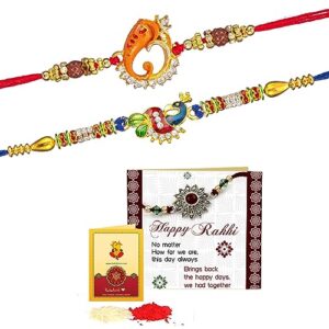 TIED RIBBONS Rakhi for Brother with Gift | Rakhi Set of 2 | Rakhi Card | Roli Chawal Tika - Rakhi Thread | Raksha bandhan Rakhi Bracelet for Brother | Bhai Rakhi Gifts for Brother