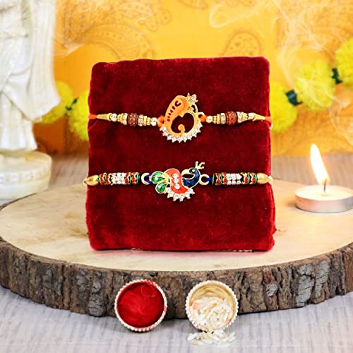 TIED RIBBONS Rakhi for Brother with Gift | Rakhi Set of 2 | Rakhi Card | Roli Chawal Tika - Rakhi Thread | Raksha bandhan Rakhi Bracelet for Brother | Bhai Rakhi Gifts for Brother