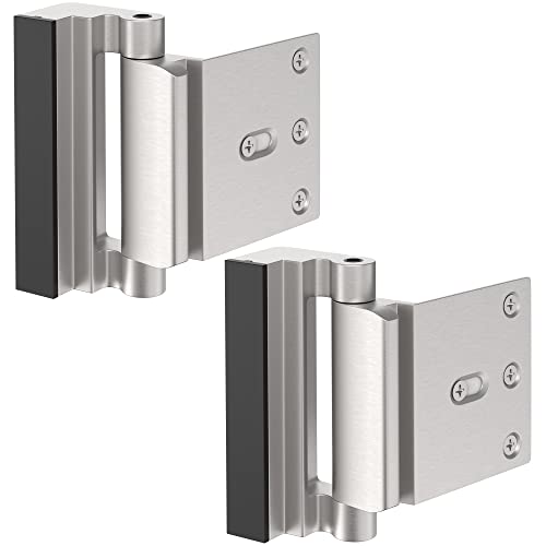 Door Lock for Home Security (2-Pack) - Easy to Install Door Latch Device, Aluminum Construction, Satin Nickel Locks | Child Proof & Tamper Resistant