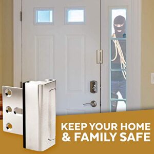 Door Lock for Home Security (2-Pack) - Easy to Install Door Latch Device, Aluminum Construction, Satin Nickel Locks | Child Proof & Tamper Resistant