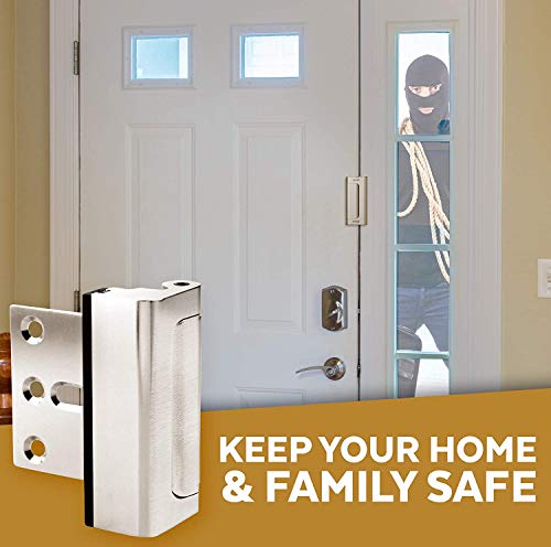 Door Lock for Home Security (2-Pack) - Easy to Install Door Latch Device, Aluminum Construction, Satin Nickel Locks | Child Proof & Tamper Resistant