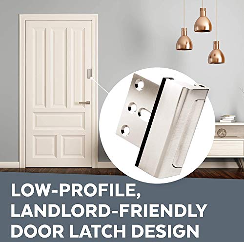 Door Lock for Home Security (2-Pack) - Easy to Install Door Latch Device, Aluminum Construction, Satin Nickel Locks | Child Proof & Tamper Resistant