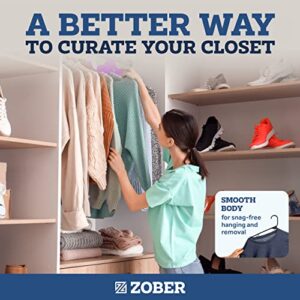 Zober Plastic Hangers 50 Pack - Gray Plastic Hangers - Space Saving Clothes Hangers for Shirts, Pants & for Everyday Use - Clothing Hangers with Hooks