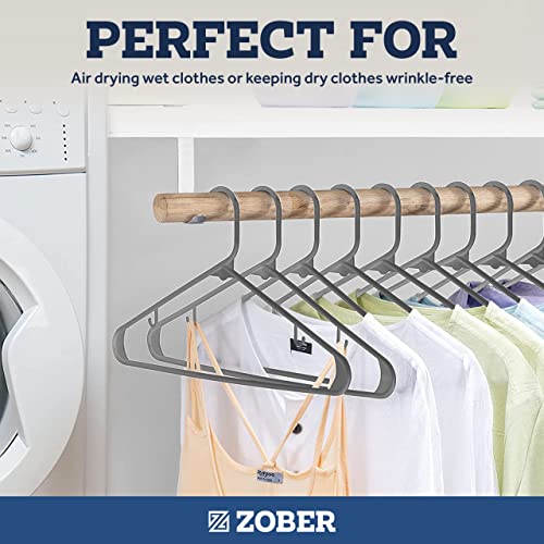 Zober Plastic Hangers 50 Pack - Gray Plastic Hangers - Space Saving Clothes Hangers for Shirts, Pants & for Everyday Use - Clothing Hangers with Hooks