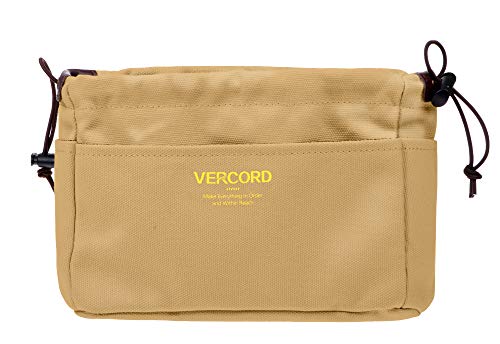 Vercord Canvas Handbag Organizers, Sturdy Purse Insert Organizer Bag in Bag, 10 Pockets Khaki Small