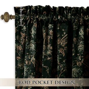 StangH Black Velvet Curtains 84 inches Long - Printed Floral Design Home Decoration Luxury Thermal Insulated Blackout Window Treatment Set for Living Room, 52x84-inch, 2 Panels