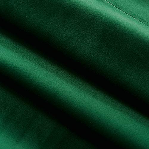 Roslynwood Velvet Curtains Forest Green Rod Pocket & Clip Rings Drapes Emerald Green 63 inch Thermal Insulated for Bedroom 2 Panels (W52'' x L63'', Emerald Green)