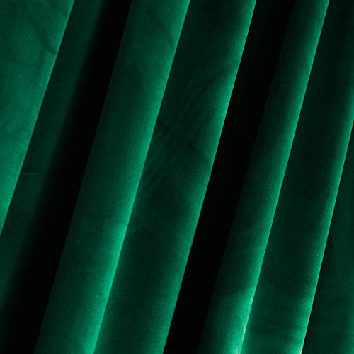 Roslynwood Velvet Curtains Forest Green Rod Pocket & Clip Rings Drapes Emerald Green 63 inch Thermal Insulated for Bedroom 2 Panels (W52'' x L63'', Emerald Green)