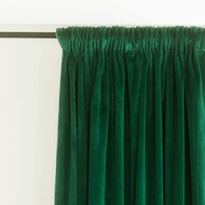 Roslynwood Velvet Curtains Forest Green Rod Pocket & Clip Rings Drapes Emerald Green 63 inch Thermal Insulated for Bedroom 2 Panels (W52'' x L63'', Emerald Green)