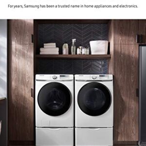 SAMSUNG 27-Inch Washer Dryer Pedestal Stand w/ Pull Out Laundry Storage Drawer, Stainless Steel, WE402NW/A3, White