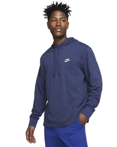 Nike Men's NSW Club Pullover Hoodie Jersey, Midnight Navy/(White), Medium