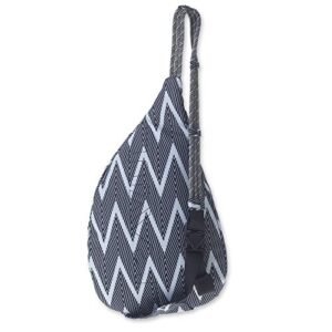 KAVU Mini Rope Sling Bag Polyester Crossbody Backpack - Black Zig Zag