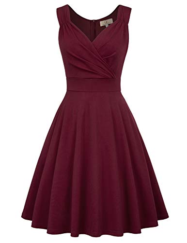 GRACE KARIN Women's A-line Cocktail Dress Flared Party Dress Size XL Dark Wine