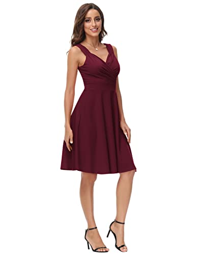 GRACE KARIN Women's A-line Cocktail Dress Flared Party Dress Size XL Dark Wine