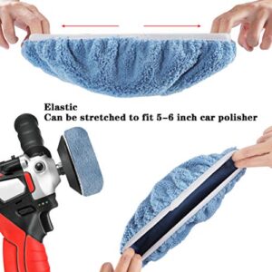 AUTDER 9 Inch & 10 Inch Car Polisher Pad Bonnet, Waxers Bonnet Set, Woollen+Cotton+Microfiber+Coral Fleece, 2 Pcs for Each, Pack of 8 Pcs