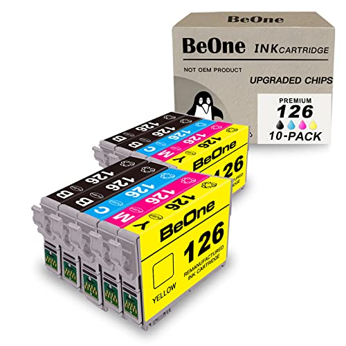 BeOne Remanufactured Ink Cartridge Replacement for Epson T126 126 to use with Workforce 60 435 520 545 630 633 635 645 840 845 WF-3520 WF-3530 WF-3540 WF-7010 WF-7510 WF-7520 Printer (4BK 2C 2M 2Y)