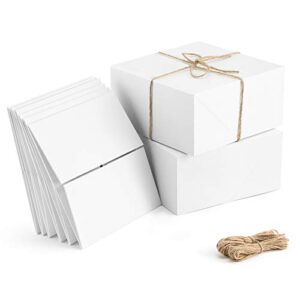 valbox premium gift boxes 10 pack 8 x 8 x 4 white paper gift boxes with 20 meters hemp rope for christmas gifts, bridesmaid proposal boxes, easy assemble boxes