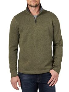 wrangler authentics men's long sleeve fleece quarter-zip, olive night, xx-large