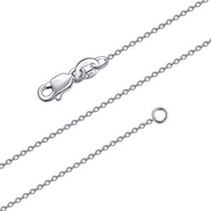 BORUO 925 Sterling Silver Cable Chain Necklace, 1mm Solid Italian Nickel-Free Lobster Claw Clasp 18 Inch