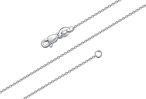 BORUO 925 Sterling Silver Cable Chain Necklace, 1mm Solid Italian Nickel-Free Lobster Claw Clasp 18 Inch