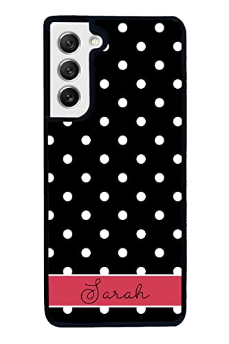 Polka Dot Black White Red Personalized Black Rubber Phone Case Compatible With Samsung Galaxy S23 S23+ Ultra S22 S22+ S21 S21FE S21+ S20FE S20+ S20 Note 20 S10 S10+ S10e