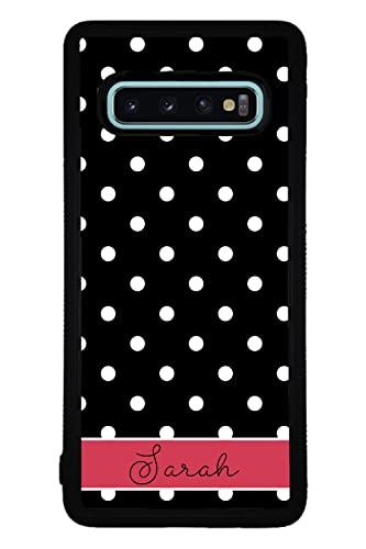 Polka Dot Black White Red Personalized Black Rubber Phone Case Compatible With Samsung Galaxy S23 S23+ Ultra S22 S22+ S21 S21FE S21+ S20FE S20+ S20 Note 20 S10 S10+ S10e