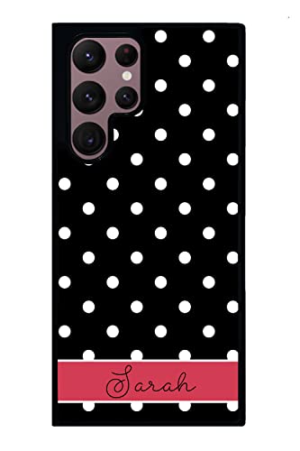 Polka Dot Black White Red Personalized Black Rubber Phone Case Compatible With Samsung Galaxy S23 S23+ Ultra S22 S22+ S21 S21FE S21+ S20FE S20+ S20 Note 20 S10 S10+ S10e