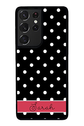 Polka Dot Black White Red Personalized Black Rubber Phone Case Compatible With Samsung Galaxy S23 S23+ Ultra S22 S22+ S21 S21FE S21+ S20FE S20+ S20 Note 20 S10 S10+ S10e