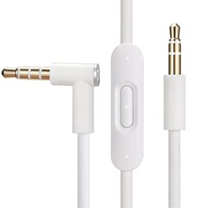 replacement audio cable cord wire,compatible with beats headphones studio solo pro detox wireless mixr executive pill with in line mic and control (white)