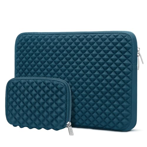 MOSISO Laptop Sleeve Compatible with MacBook Air/Pro, 13-13.3 inch Notebook, Compatible with MacBook Pro 14 inch 2023-2021 A2779 M2 A2442 M1, Diamond Foam Neoprene Bag with Small Case, Deep Teal