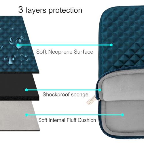 MOSISO Laptop Sleeve Compatible with MacBook Air/Pro, 13-13.3 inch Notebook, Compatible with MacBook Pro 14 inch 2023-2021 A2779 M2 A2442 M1, Diamond Foam Neoprene Bag with Small Case, Deep Teal