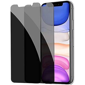 [2 pack] privacy screen protector for iphone 11/xr, ymhml tempered glass anti-spy bubble free case friendly easy installation film for iphone 11/xr 6.1 inch