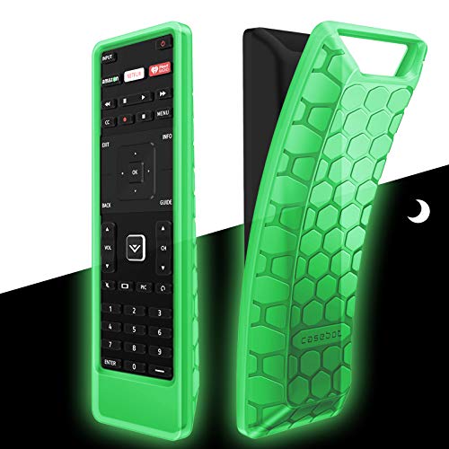 Fintie Remote Case for Vizio XRT122 Smart TV Remote, CaseBot (Honey Comb) Lightweight Anti-Slip Shockproof Silicone Cover for Vizio XRT122 LCD LED TV Remote Controller, Green- Glow in The Dark