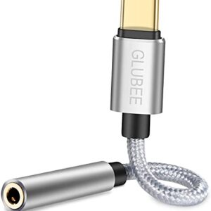 GLUBEE USB C to 3.5MM Headphone Jack Adapter, USB Type-C to 3.5MM Adapter Braided Nylon Cable DAC Adapter Compatible with iPhone 15 Series iPad Pro 2022 Galaxy S23 Pixel 7 Mate 60 Pro