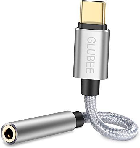 GLUBEE USB C to 3.5MM Headphone Jack Adapter, USB Type-C to 3.5MM Adapter Braided Nylon Cable DAC Adapter Compatible with iPhone 15 Series iPad Pro 2022 Galaxy S23 Pixel 7 Mate 60 Pro