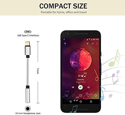 GLUBEE USB C to 3.5MM Headphone Jack Adapter, USB Type-C to 3.5MM Adapter Braided Nylon Cable DAC Adapter Compatible with iPhone 15 Series iPad Pro 2022 Galaxy S23 Pixel 7 Mate 60 Pro