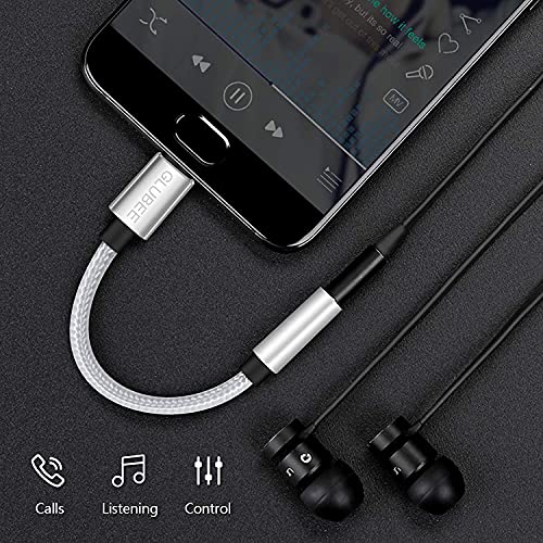 GLUBEE USB C to 3.5MM Headphone Jack Adapter, USB Type-C to 3.5MM Adapter Braided Nylon Cable DAC Adapter Compatible with iPhone 15 Series iPad Pro 2022 Galaxy S23 Pixel 7 Mate 60 Pro