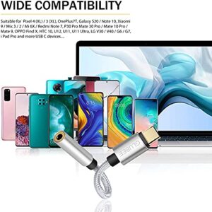 GLUBEE USB C to 3.5MM Headphone Jack Adapter, USB Type-C to 3.5MM Adapter Braided Nylon Cable DAC Adapter Compatible with iPhone 15 Series iPad Pro 2022 Galaxy S23 Pixel 7 Mate 60 Pro