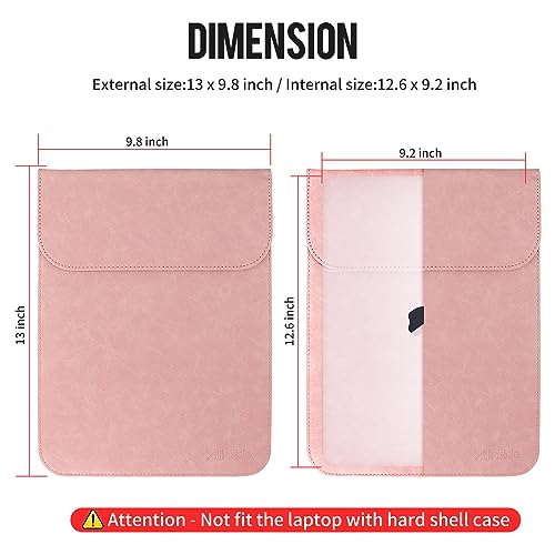 Allinside 13" Laptop Sleeve Compatible with MacBook Air 13 2018-2022 (M2 A2681 M1 A2337)/ MacBook Pro 13 2016-2022 (M2 A2686 M1 A2338 A2251 A2289 A2159), PU Leather Laptop Case, Pink