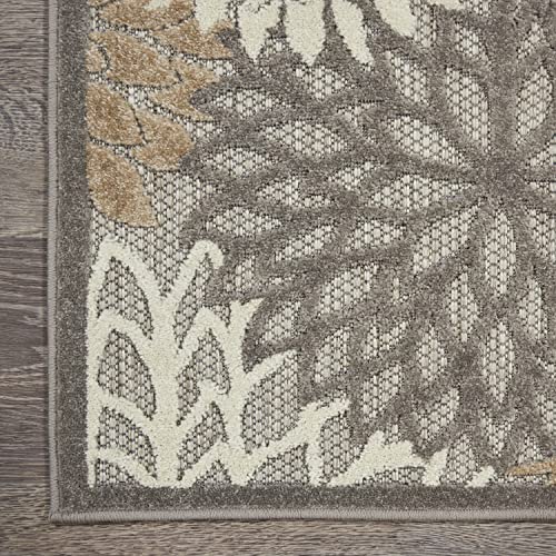 Nourison Aloha Indoor/Outdoor Natural 2'8" x 4' Area-Rug, Tropical, Botanical, Easy-Cleaning, Non Shedding, Bed Room, Living Room, Dining Room, Deck, Backyard, Patio (3x4)