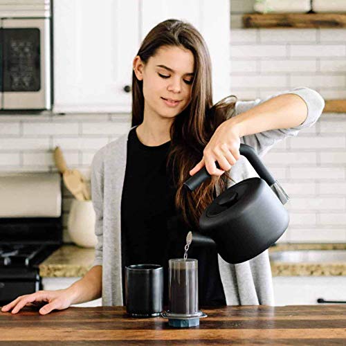 Fellow Clyde Stovetop Tea Kettle - Modern Twist on a Whistling Teapot, Stainless Steel Kettle, Matte Black, 1.7 Liter