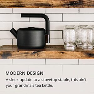 Fellow Clyde Stovetop Tea Kettle - Modern Twist on a Whistling Teapot, Stainless Steel Kettle, Matte Black, 1.7 Liter