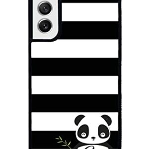 Panda Bear Personalized Initial Black Rubber Phone Case Compatible With Samsung Galaxy S23 S23+ Ultra S22 S22+ S21 S21FE S21+ S20FE S20+ S20 Note 20 S10 S10+ S10e