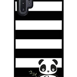 Panda Bear Personalized Initial Black Rubber Phone Case Compatible With Samsung Galaxy S23 S23+ Ultra S22 S22+ S21 S21FE S21+ S20FE S20+ S20 Note 20 S10 S10+ S10e