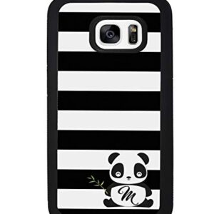 Panda Bear Personalized Initial Black Rubber Phone Case Compatible With Samsung Galaxy S23 S23+ Ultra S22 S22+ S21 S21FE S21+ S20FE S20+ S20 Note 20 S10 S10+ S10e